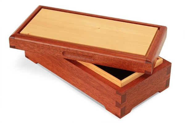 Dovetail Desk Top Box in Australian Rosewood and Huon Pine