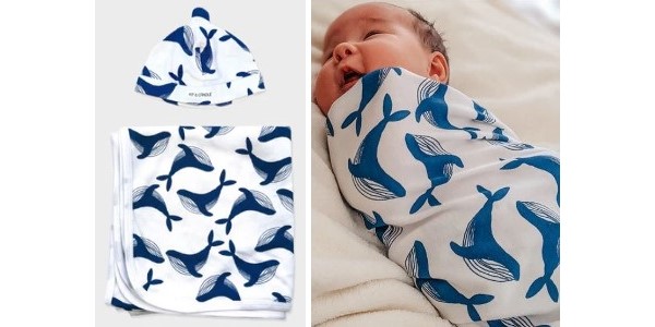 Kit & Cradle – Newborn Beanie & Blanket Bundle – Whale