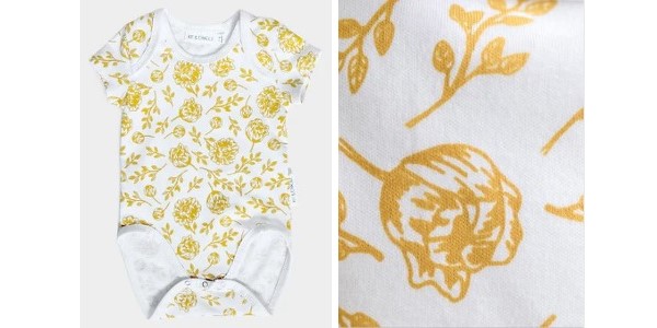 Kit & Cradle – Short Sleeve Bodysuit – Golden Peony