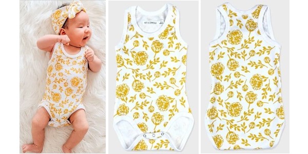 Kit & Cradle – Singlet Bodysuit – Golden Peony