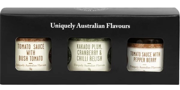 Australian Bush Spices – 3 Pack Mini Tomato Sauces & KP Relish 50 g